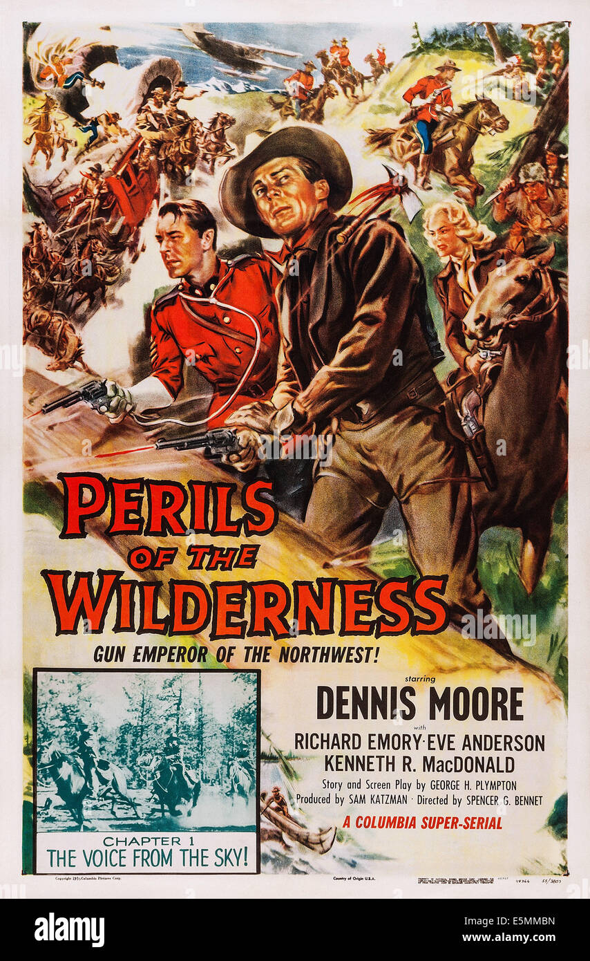 PERILS OF THE WILDERNESS, US poster art, Dennis Moore, Richard Emory ...