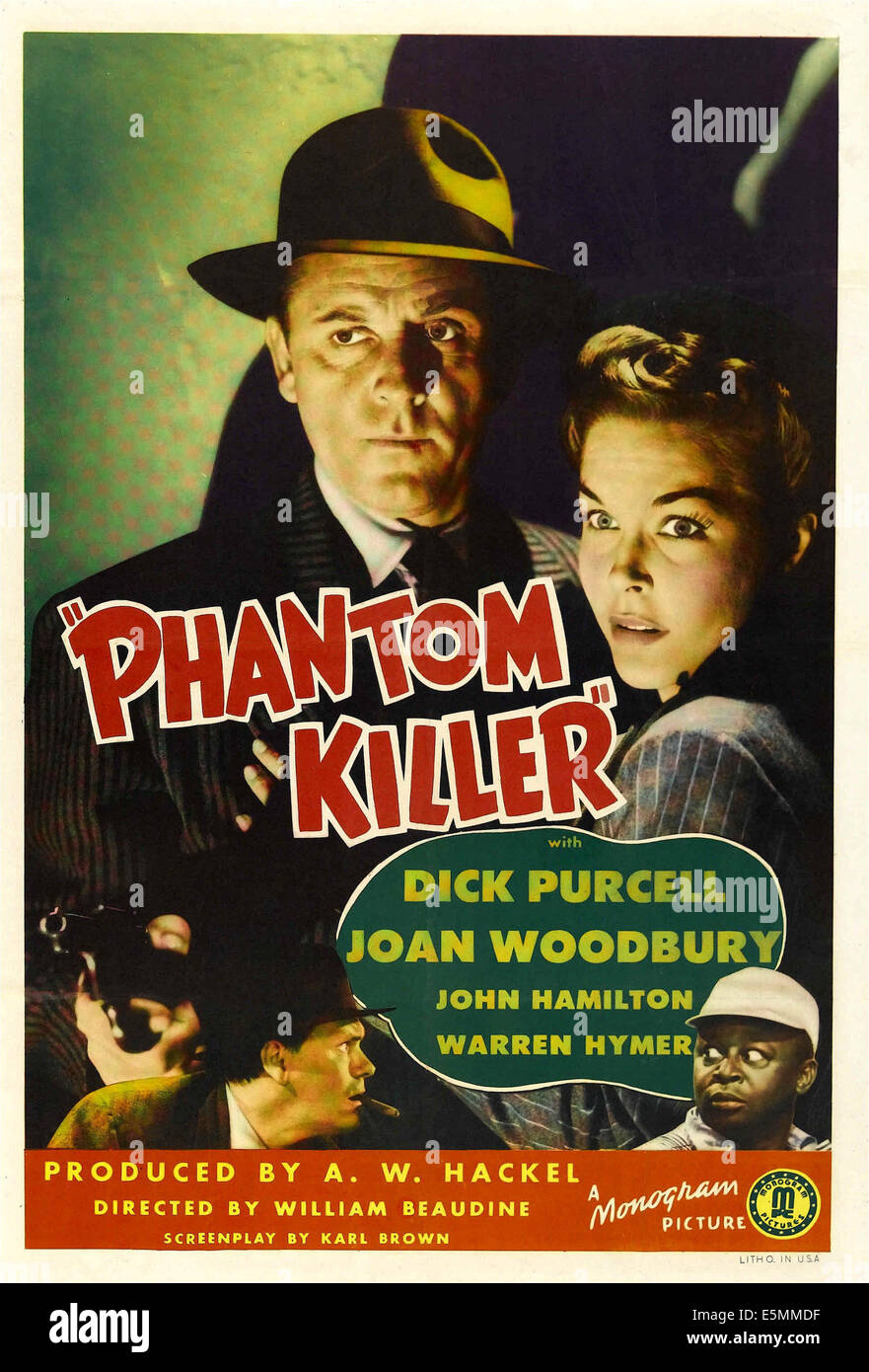 THE PHANTOM KILLER, US poster, top from left: Dick Purcell, Joan ...