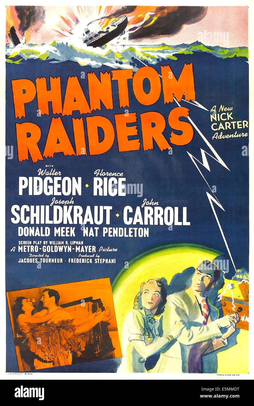 PHANTOM RAIDERS, US poster, Walter Pidgeon, Florence Rice, 1940 Stock ...