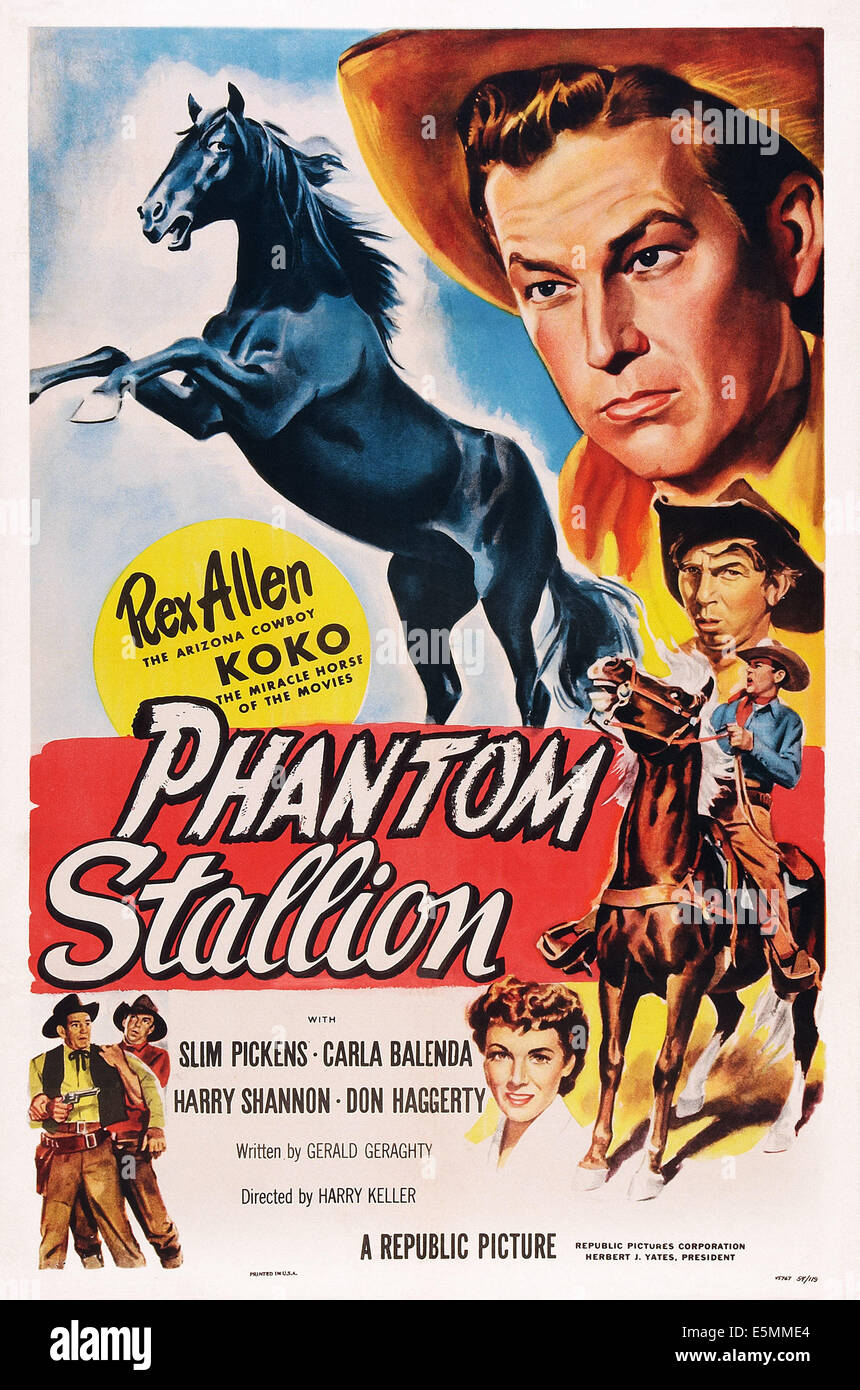 PHANTOM STALLION, poster art, from top: Koko the horse, Rex Allen, Slim ...