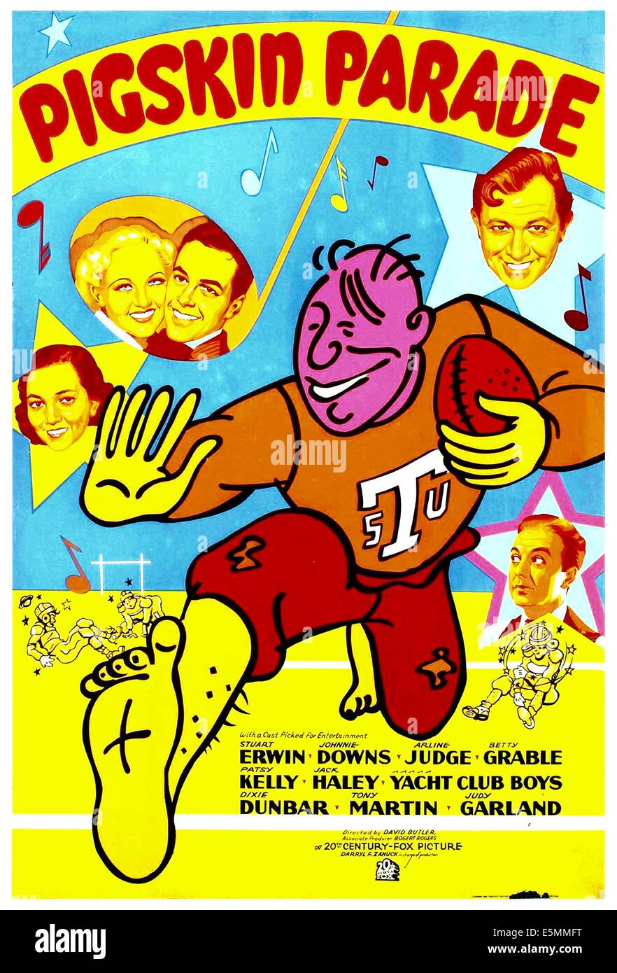 PIGSKIN PARADE, from bottom left: Arline Judge, Betty Grable, Johnny ...