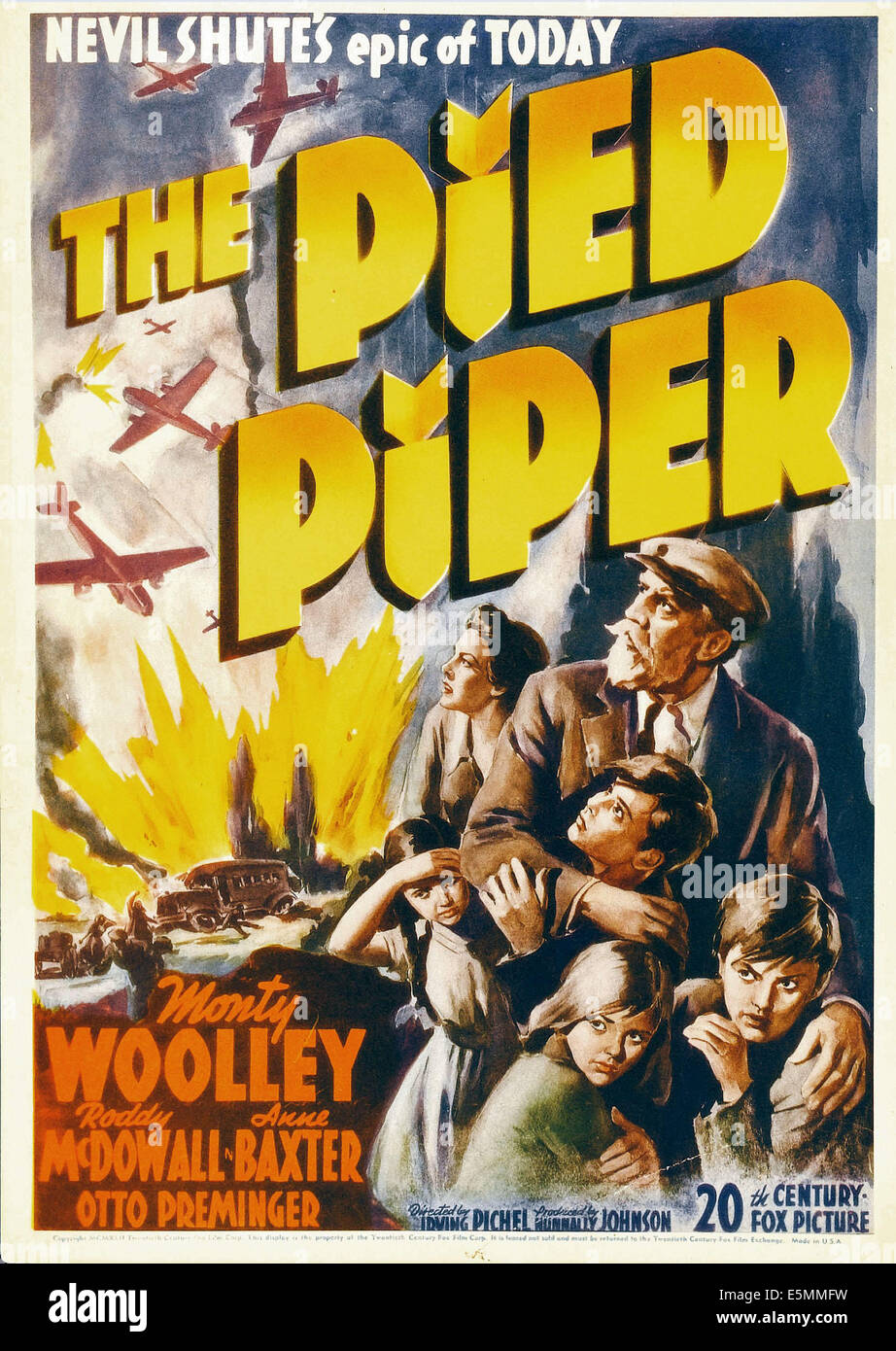 THE PIED PIPER, from left: Anne Baxter, Monty Woolley, Roddy McDowall ...