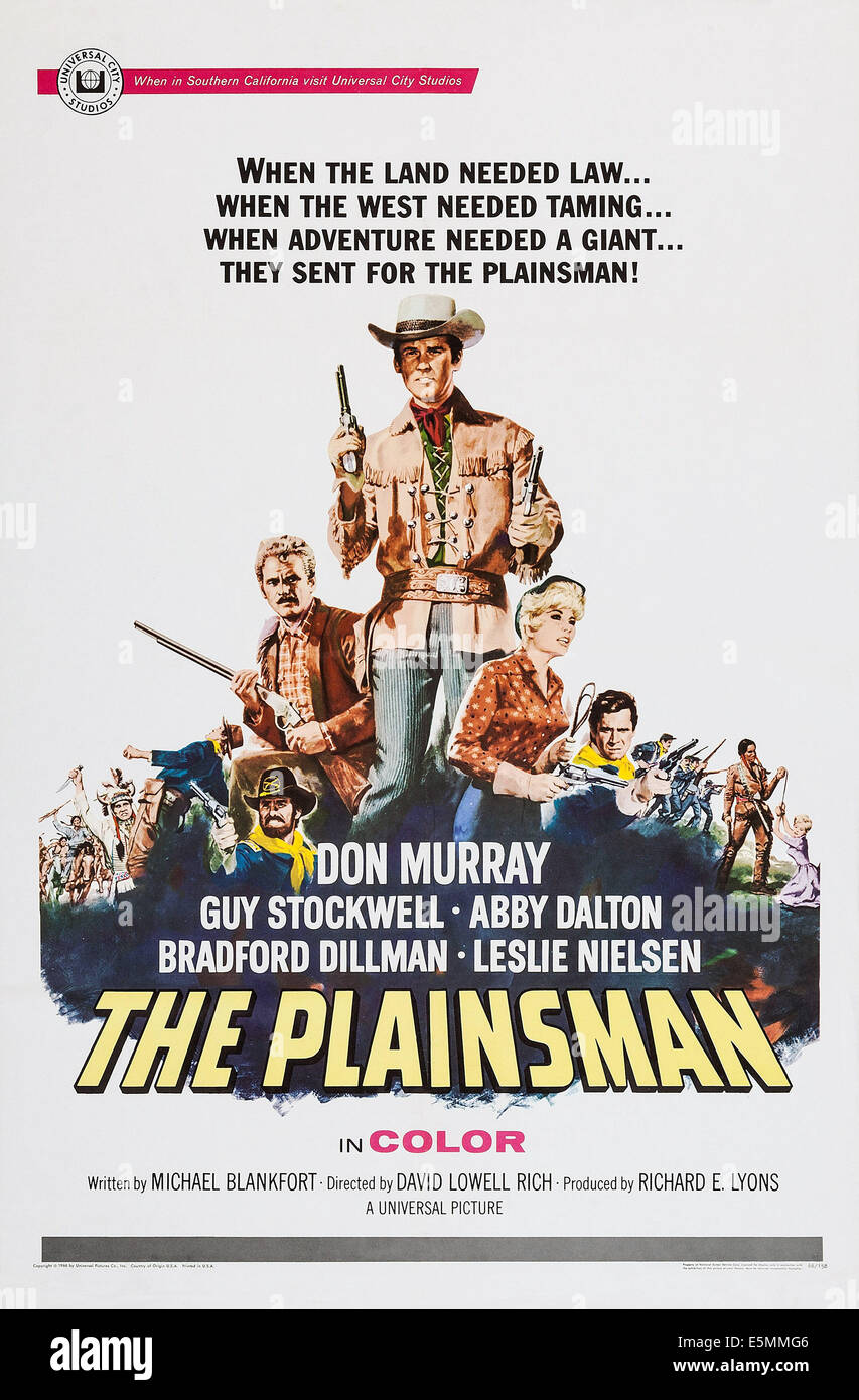 THE PLAINSMAN, US poster, center from left: Guy Stockwell, Don Murray ...