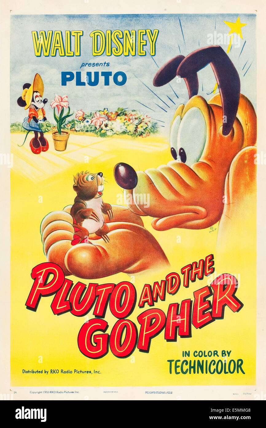 PLUTO AND THE GOPHER, rear: Minnie Mouse, foreground, Pluto on poster ...