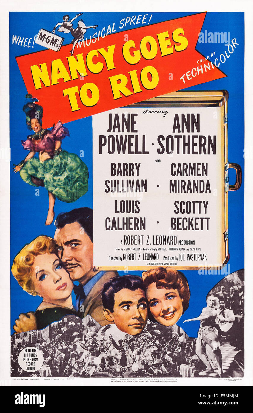 NANCY GOES TO RIO, US poster art, from top left: Carmen Miranda, Barry ...