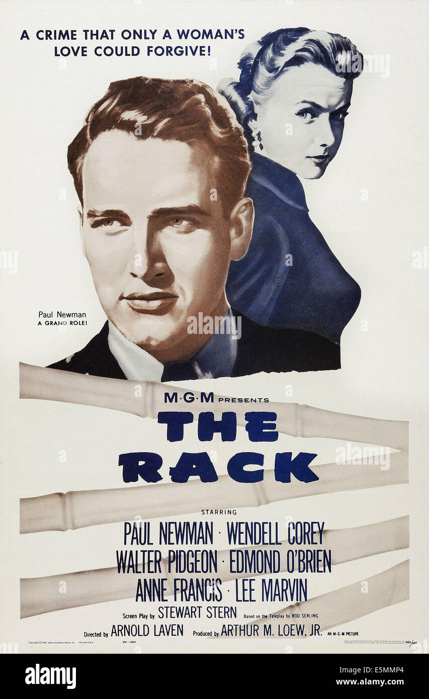 THE RACK, US poster art, from left: Paul Newman, Anne Francis, 1956 ...