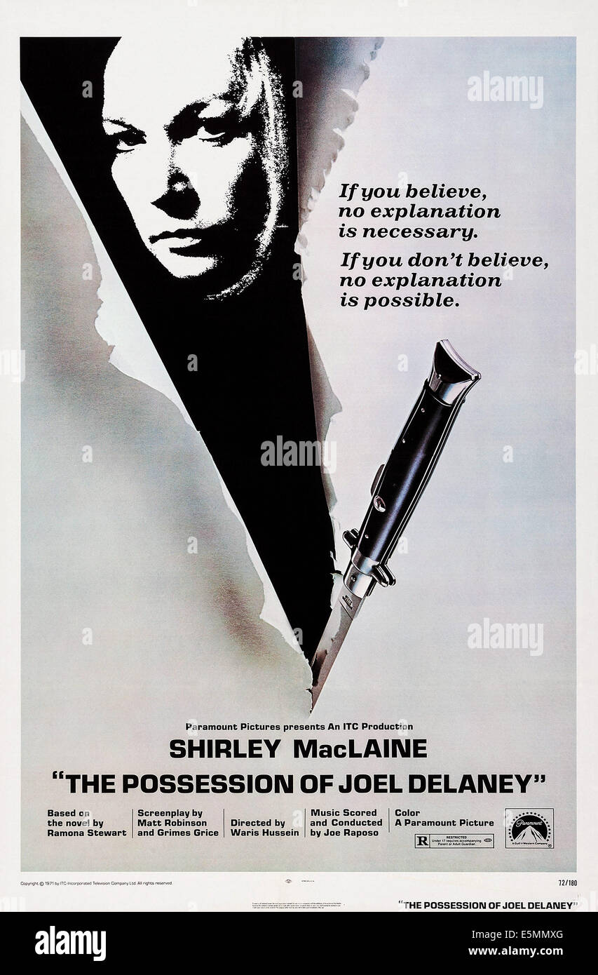 THE POSSESSION OF JOEL DELANEY, US poster, Shirley MacLaine, 1972 Stock ...