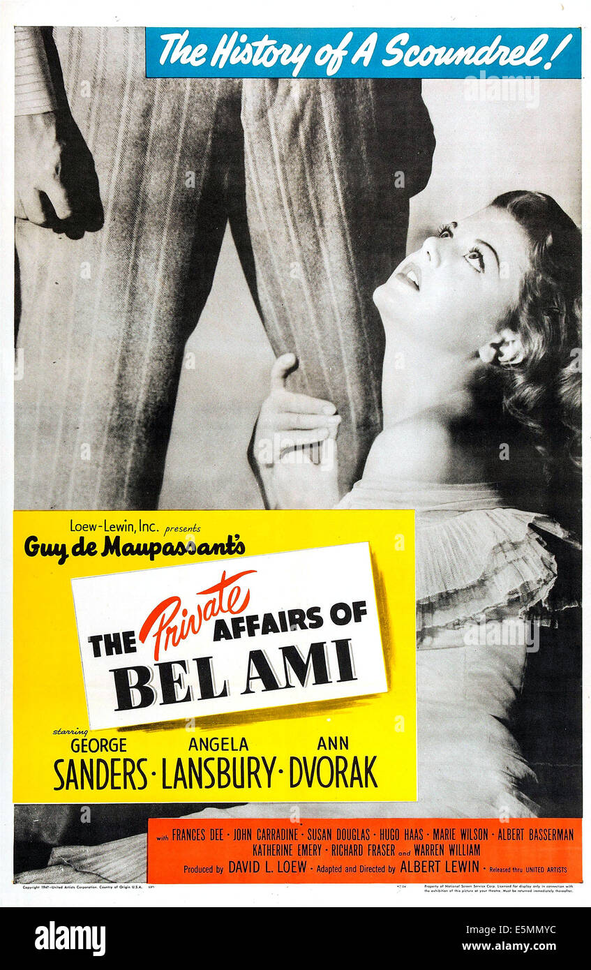 THE PRIVATE AFFAIRS OF BEL AMI, US poster, Angela Lansbury, 1947 Stock Photo - Alamy