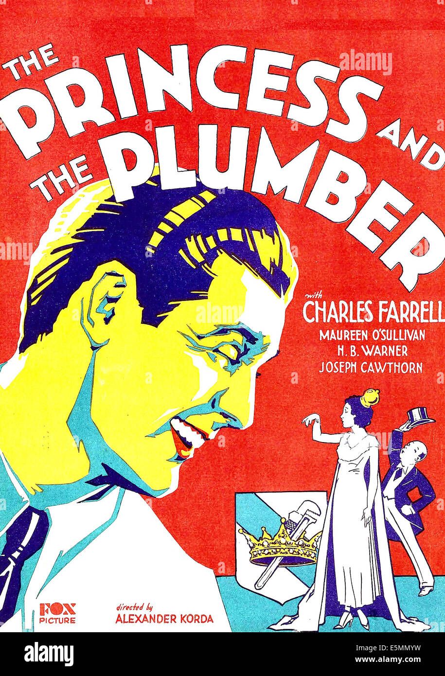 THE PRINCESS AND THE PLUMBER, left: Charles Farrell on window card ...