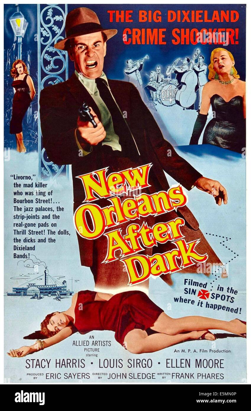 NEW ORLEANS AFTER DARK, US poster art, Stacy Harris, 1958 Stock Photo ...