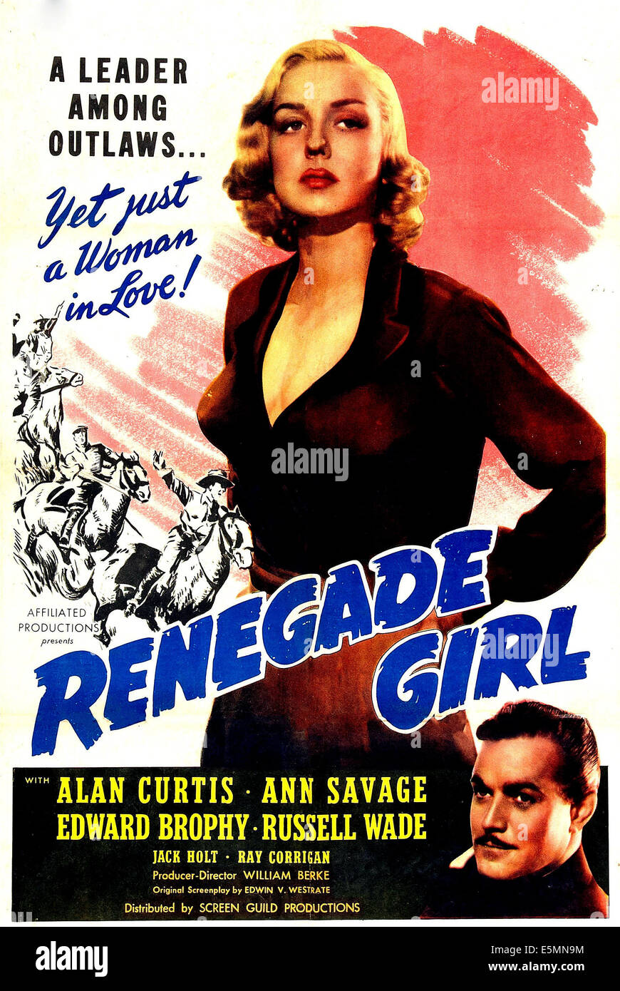 RENEGADE GIRL, US poster, Ann Savage, Alan Curtis, 1946 Stock Photo - Alamy