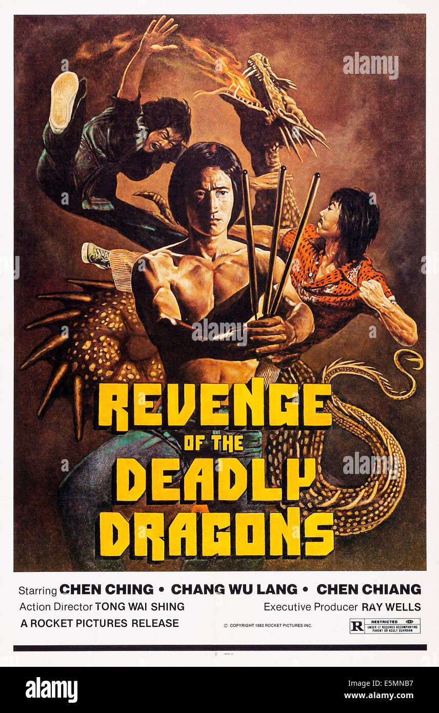 REVENGE OF THE DEADLY DRAGONS, Chen Ching on poster art, 1982, ©Rocket ...