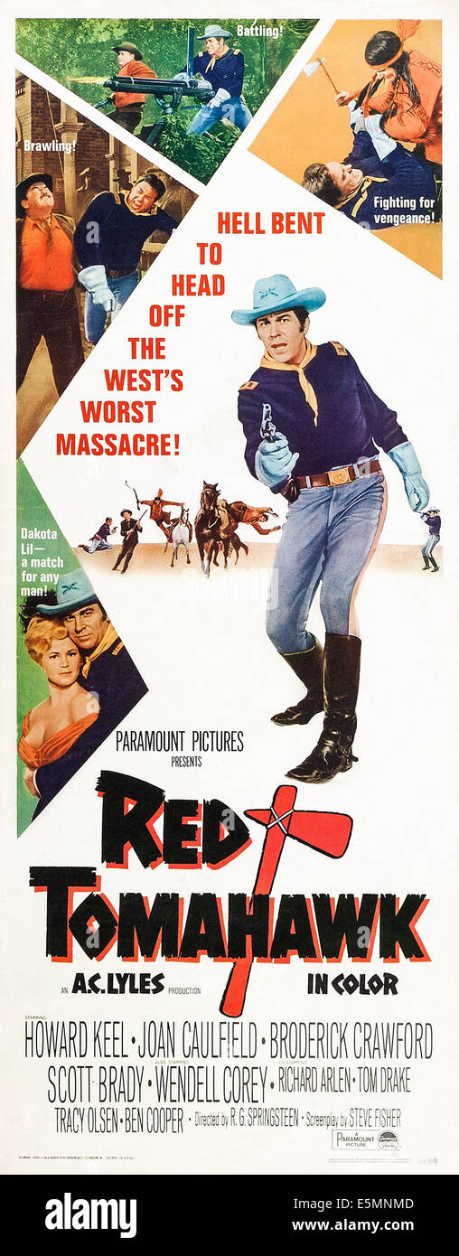 RED TOMAHAWK, US poster art, bottom left: Joan Caulfield, Howard Keel ...