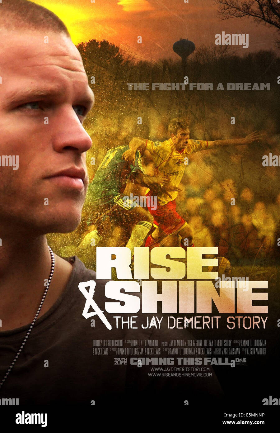 RISE & SHINE: THE JAY DEMERIT STORY, left: Jay DeMerit on US poster art ...