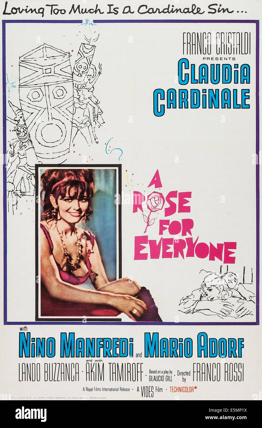 A ROSE FOR EVERYONE, Claudia Cardinale on poster art, 1967 Stock Photo ...