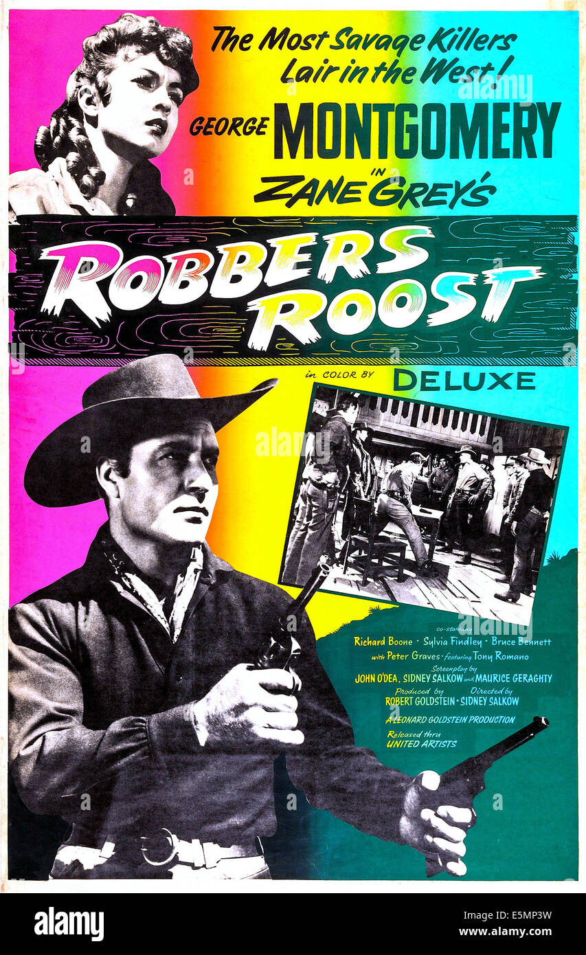 ROBBERS ROOST, US poster art, George Montgomery, 1955 Stock Photo - Alamy
