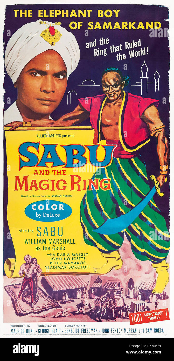 SABU AND THE MAGIC RING, US poster art, top from left: Sabu, William ...