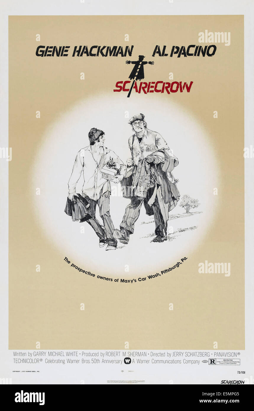 SCARECROW, l-r: Al Pacino, Gene Hackman on poster art, 1973 Stock Photo ...