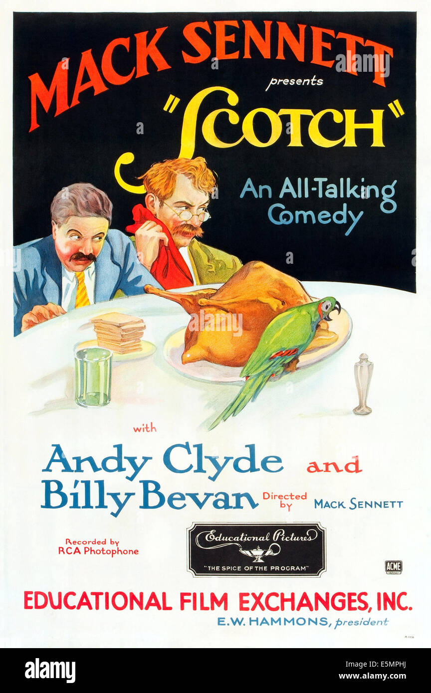 SCOTCH, US poster art, from left: Billy Bevan, Andy Clyde, 1930 Stock ...