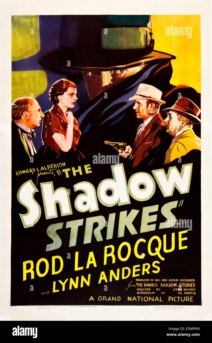 THE SHADOW STRIKES, US poster art, from left: Wilson Benge, Lynn Anders ...