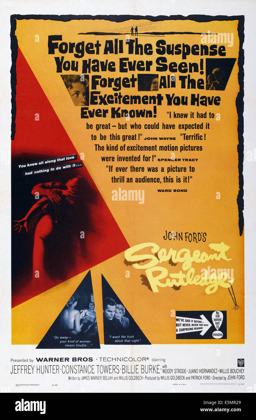 SERGEANT RUTLEDGE, US poster art, bottom, second insert: Jeffrey Hunter ...