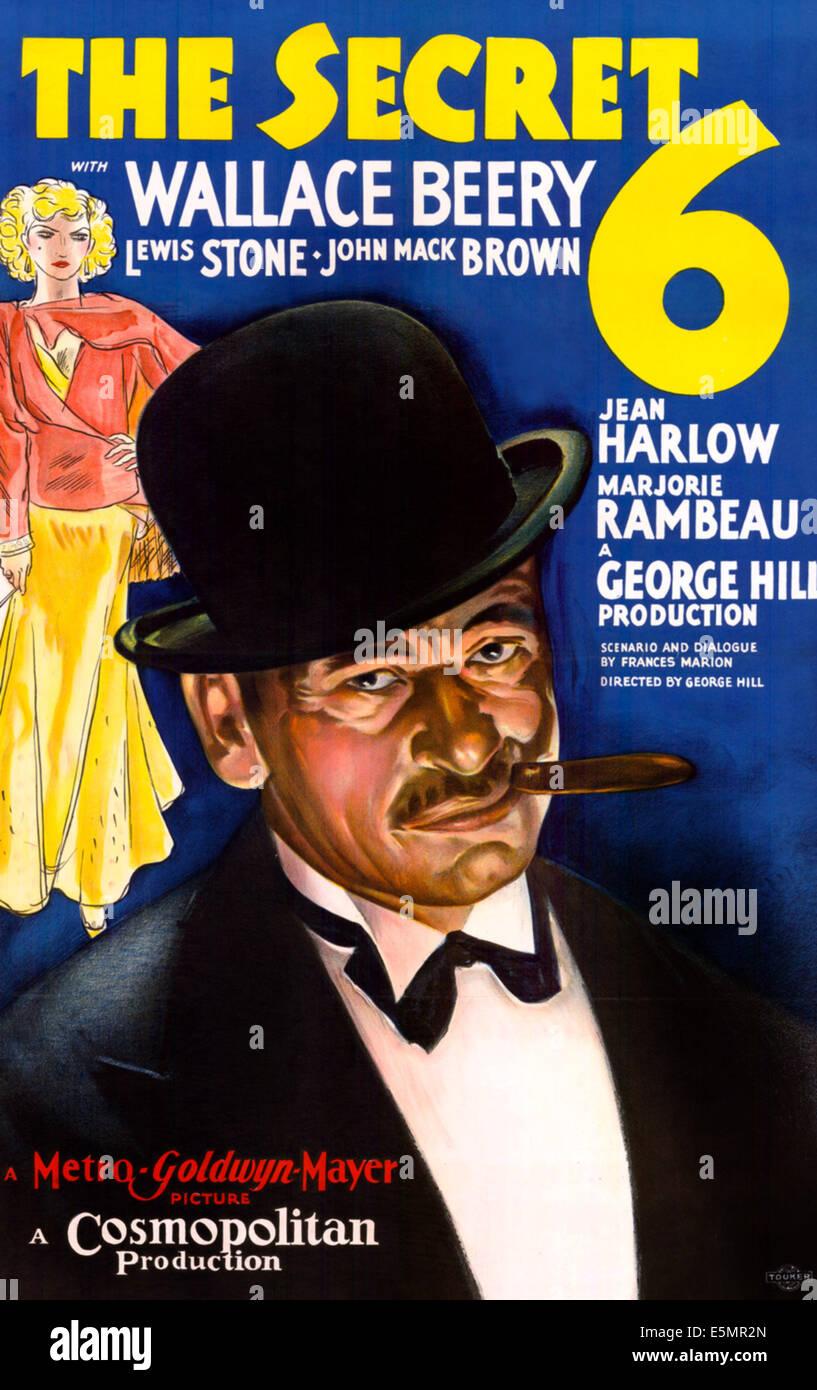 THE SECRET SIX, Wallace Beery on poster art, 1931 Stock Photo - Alamy