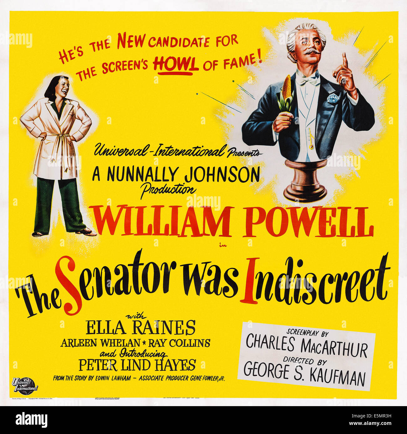 THE SENATOR WAS INDISCREET, US poster art, from left: Ella Raines ...