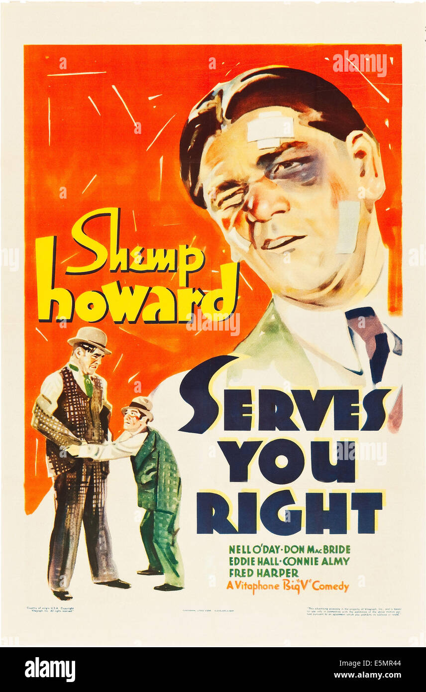 SERVES YOU RIGHT, top: Shemp Howard, bottom l-r: Donald MacBride, Shemp ...