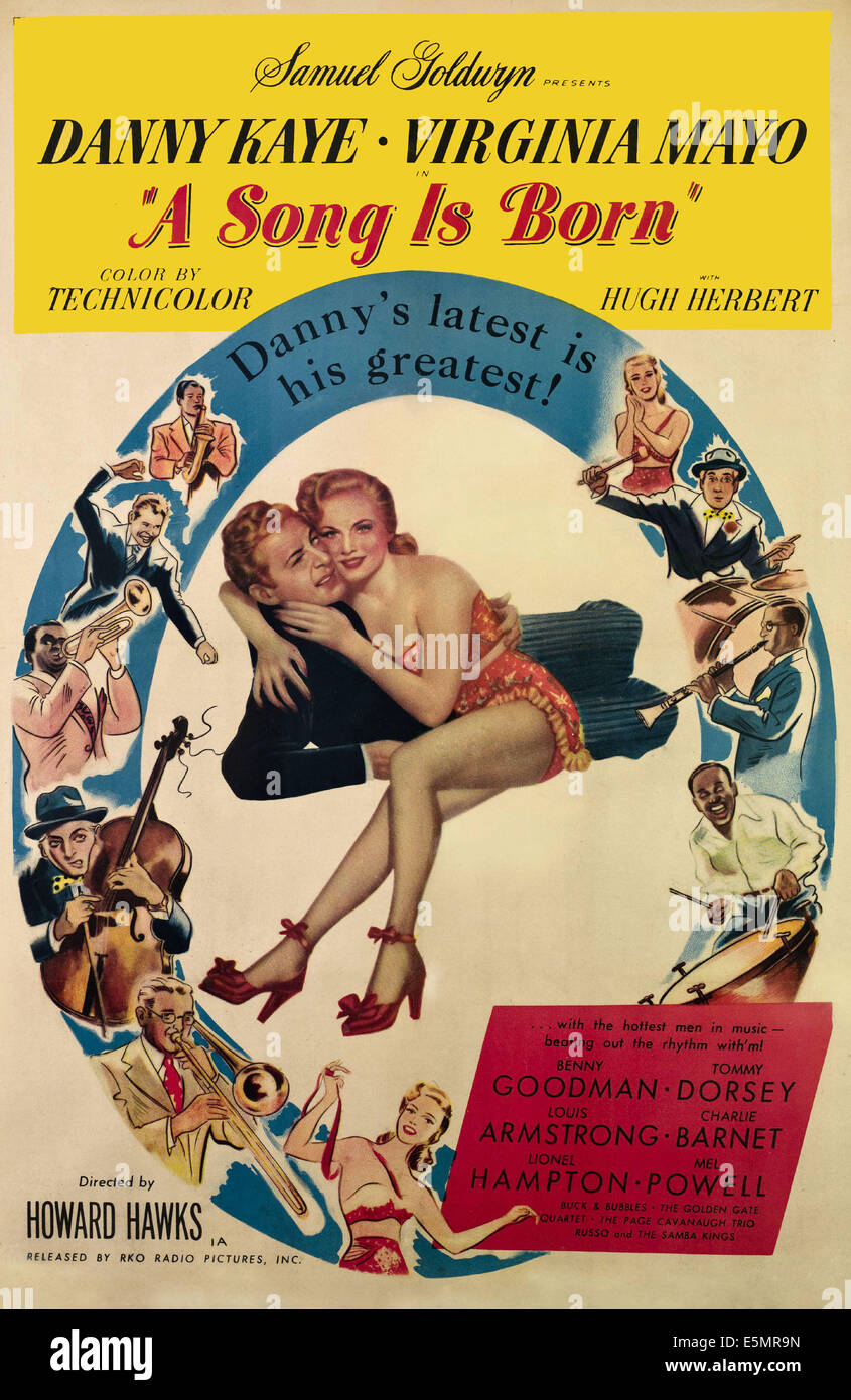 A SONG IS BORN, US poster, from left, Danny Kaye, Virginia Mayo, 1948 ...