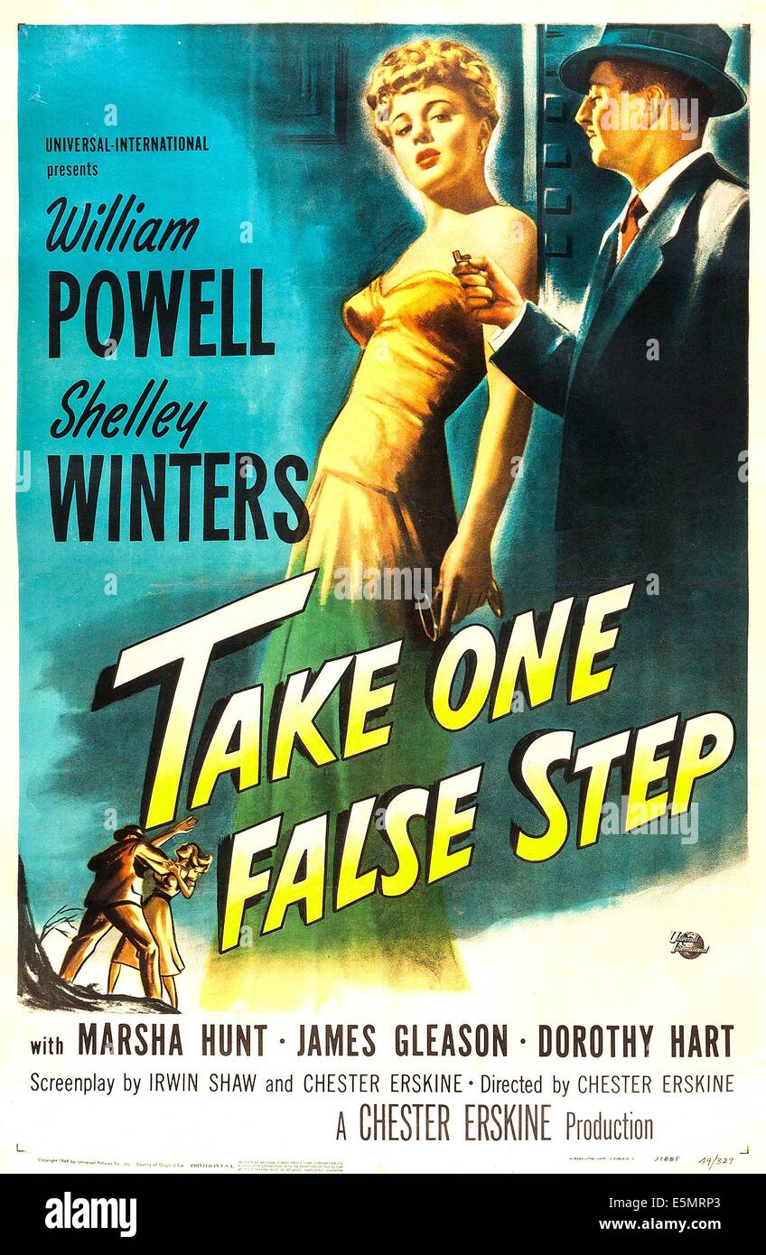 TAKE ONE FALSE STEP, US poster, Shelley Winters, William Powell, 1949 ...