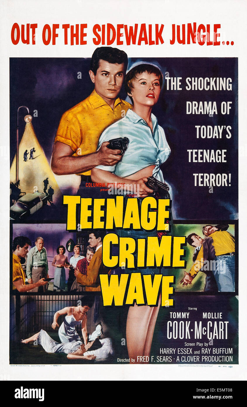 TEEN-AGE CRIME WAVE, (aka TEENAGE CRIME WAVE), US poster art, from left ...