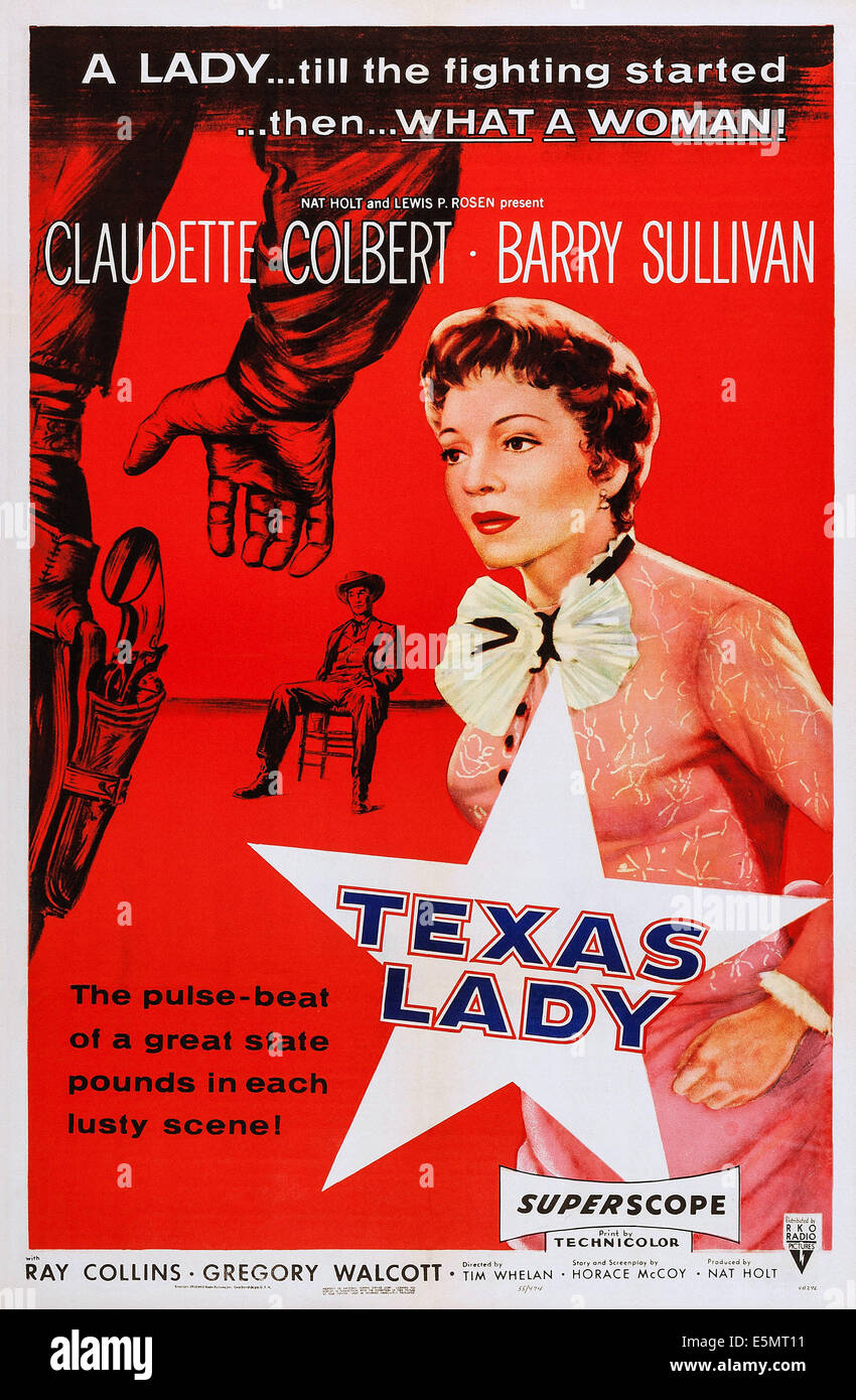 TEXAS LADY, US poster, Claudette Colbert, 1955 Stock Photo - Alamy