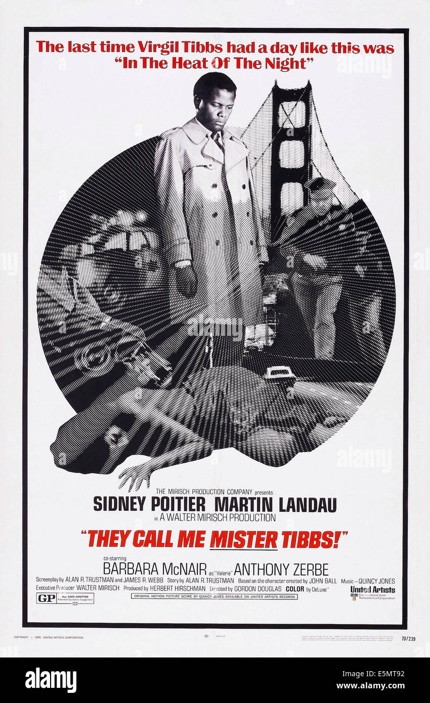 They Call Me Mister Tibbs Us Poster Art Sidney Poitier 1970 Stock