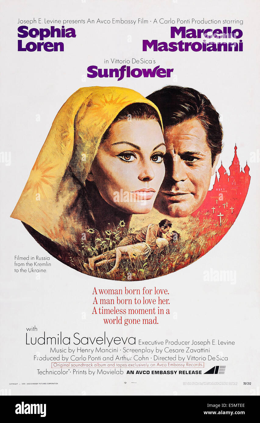 SUNFLOWER, (aka I GIRASOLI), from left: Sophia Loren, Marcello ...