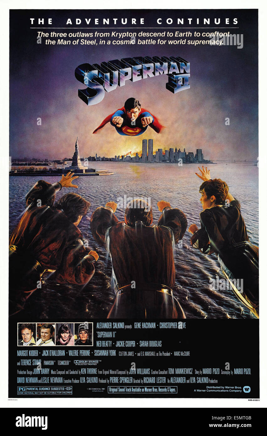 SUPERMAN II, US poster, Christopher Reeve (top), 1980, © Warner ...