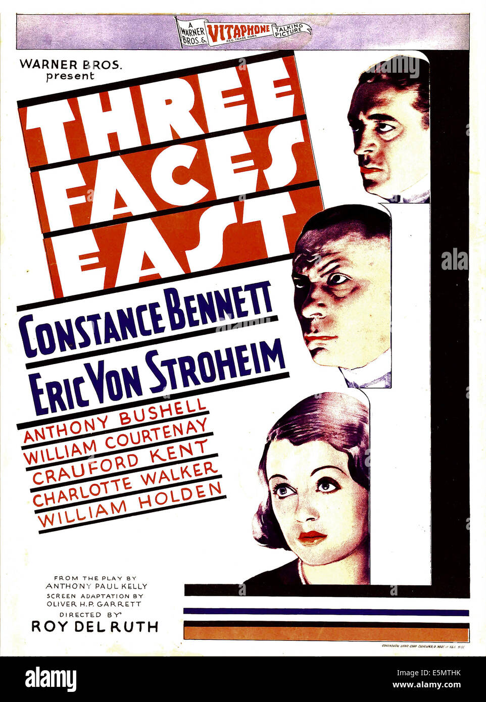 THREE FACES EAST, from top: Crauford Kent, Erich von Stroheim ...