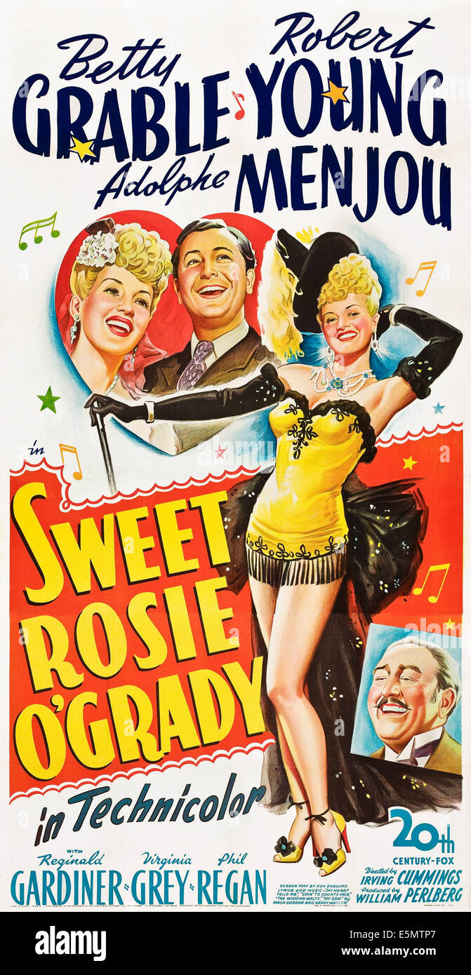 SWEET ROSIE O'GRADY, top l-r: Betty Grable, Robert Young, Betty Grable, bottom: Adolphe Menjou ...