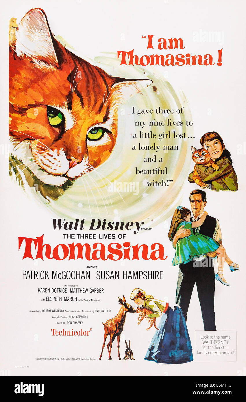 THE THREE LIVES OF THOMASINA, US poster art, from top right: Karen ...