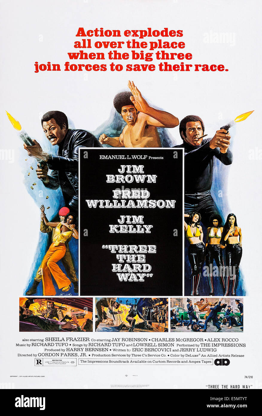 THREE THE HARD WAY, l-r: Jim Brown, Jim Kelly, Jim Fred Williamson on ...