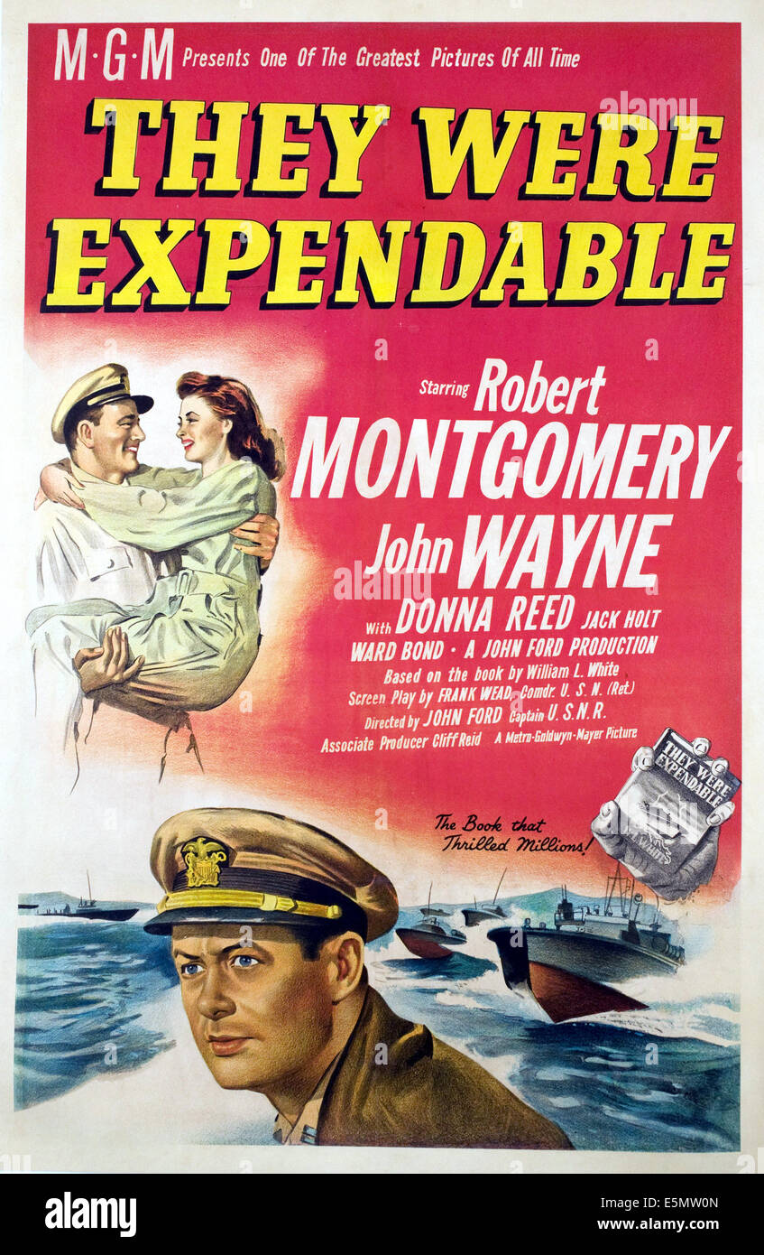 THEY WERE EXPENDABLE, John Wayne, Donna Reed, Robert Montgomery, 1945 ...