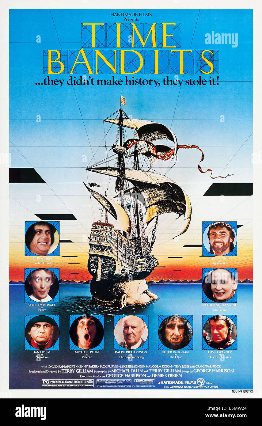 TIME BANDITS, US poster art, from top left: John Cleese, Shelley Duvall ...