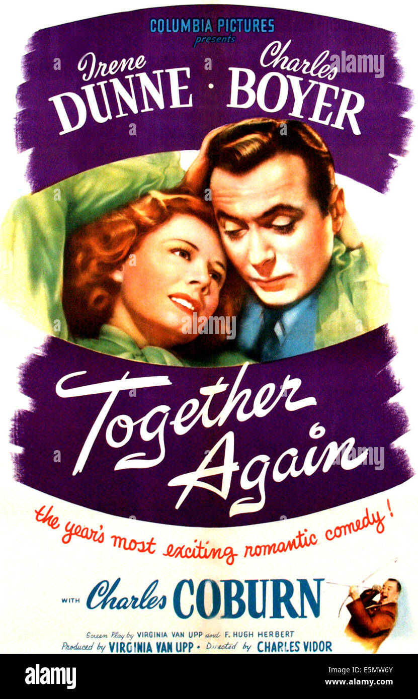 TOGETHER AGAIN, from left, Irene Dunne, Charles Boyer, Charles Coburn ...