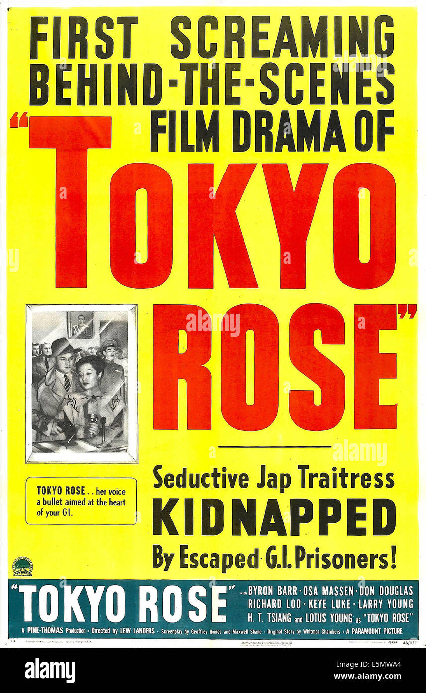 TOKYO ROSE, US poster, from left: Byron Barr, Lotus Long, 1946 Stock ...