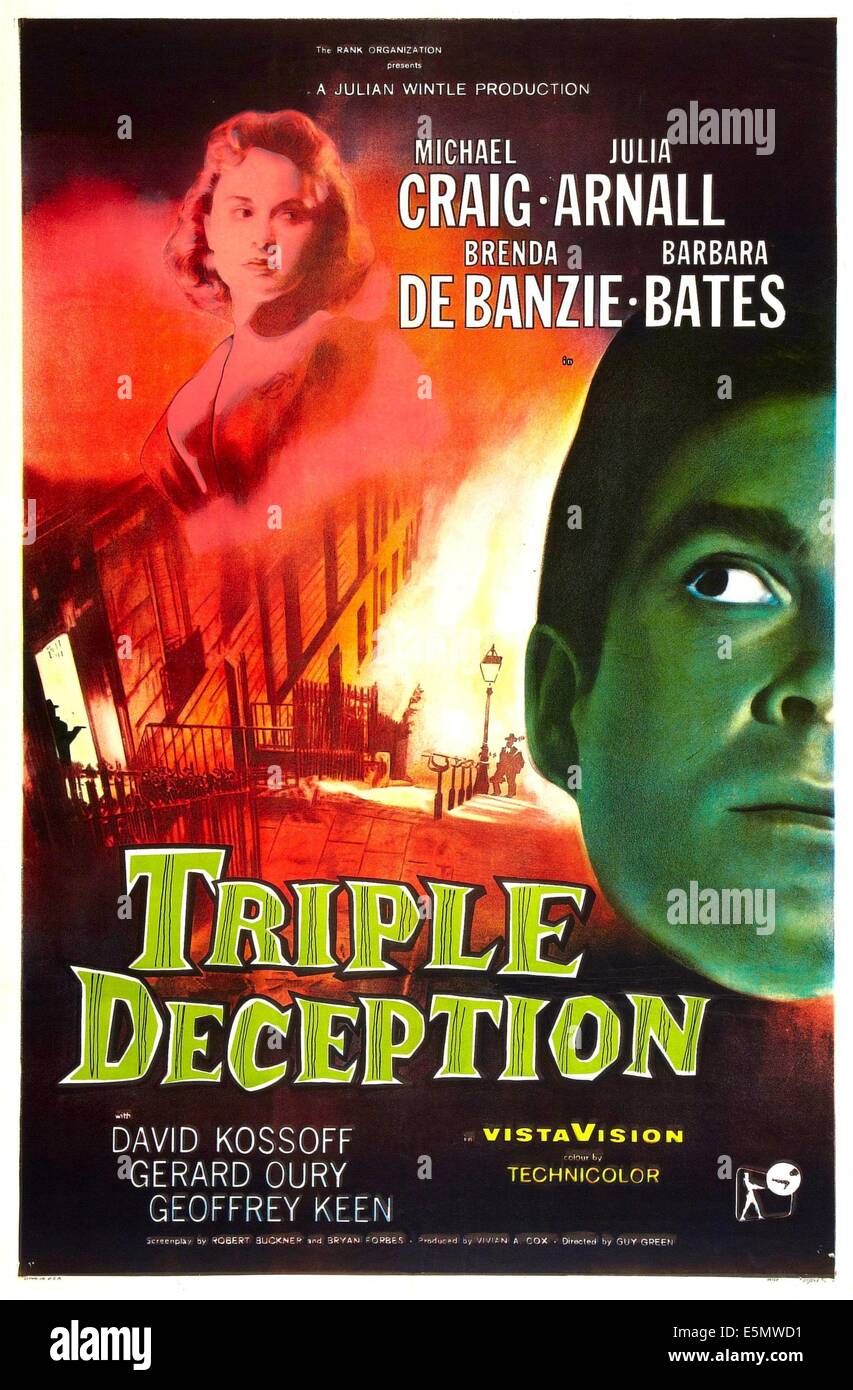 TRIPLE DECEPTION, (aka HOUSE OF SECRETS) US poster art, Michael Craig, 1956 Stock Photo - Alamy