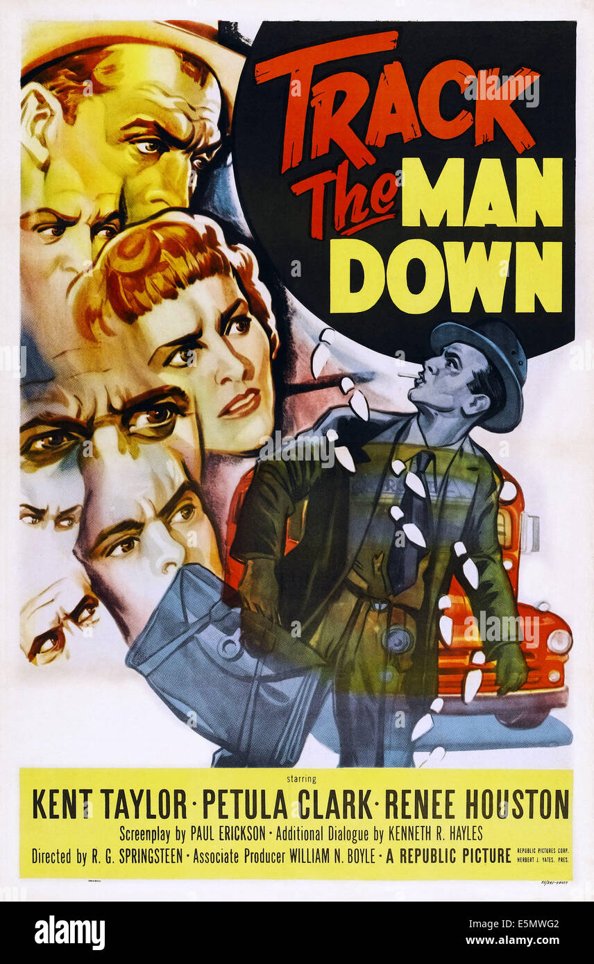 TRACK THE MAN DOWN, US poster art, 1955 Stock Photo - Alamy