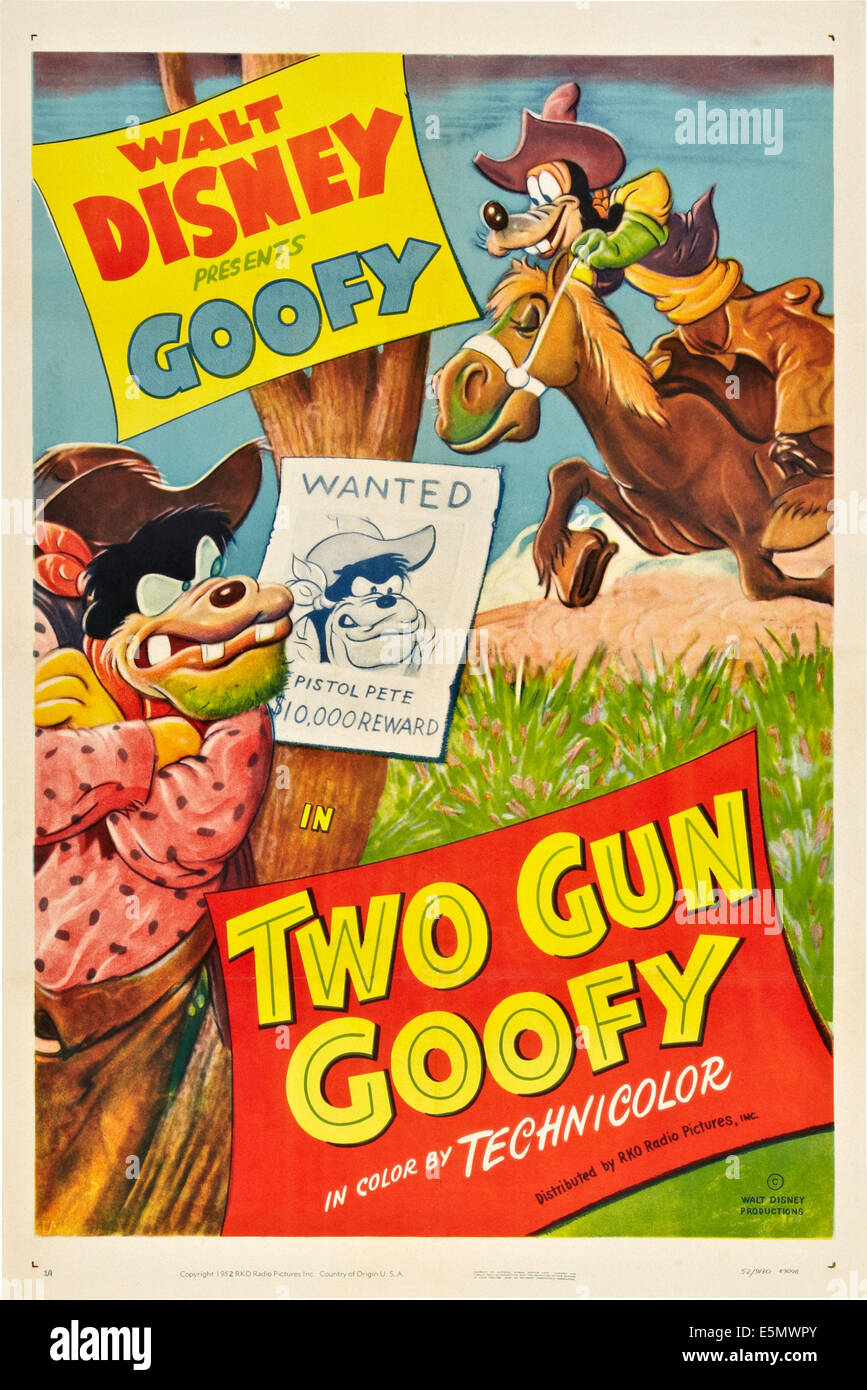 TWO GUN GOOFY, l-r: Pete, Goofy on poster art, 1952 Stock Photo - Alamy