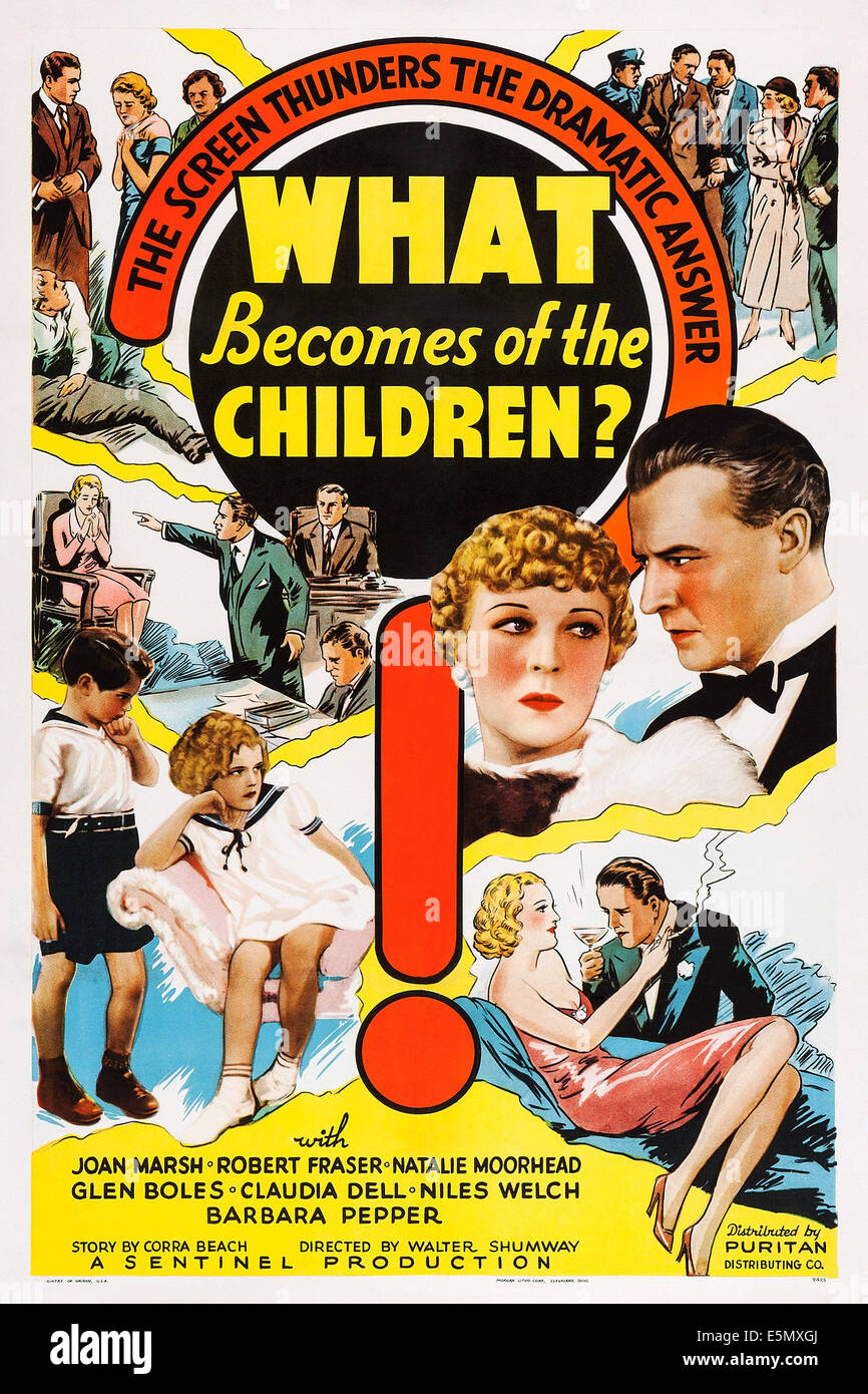 WHAT BECOMES OF THE CHILDREN?, US poster art, bottom left, from left ...