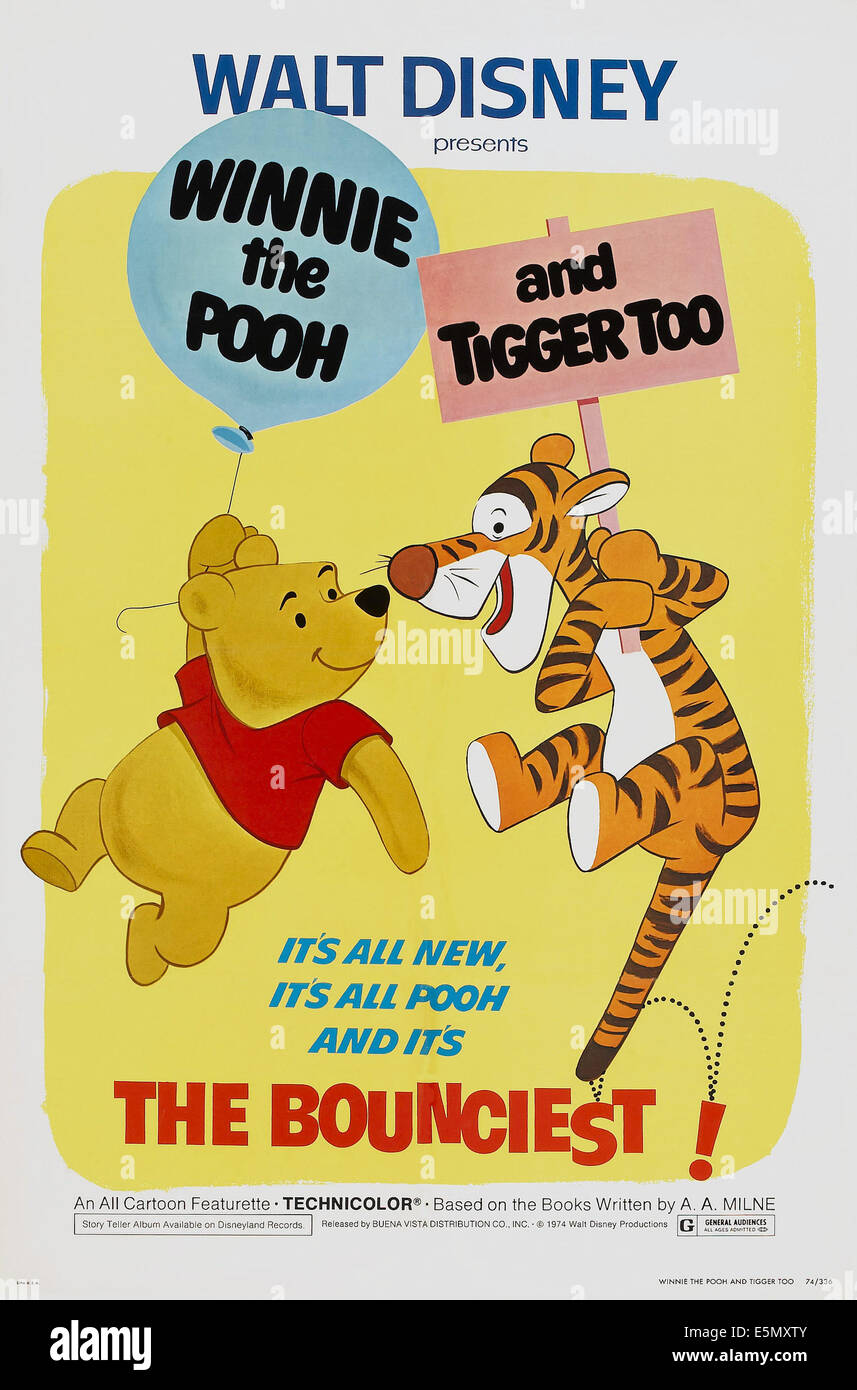 WINNIE THE POOH AND TIGGER TOO, US poster art, from left: Winnie the ...