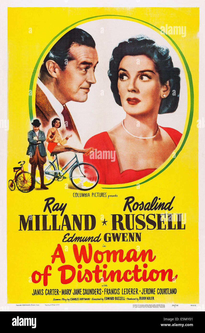 A WOMAN OF DISTINCTION, US poster art, from left: Ray Milland, Rosalind ...