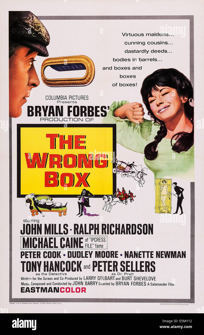 THE WRONG BOX, US poster, from left: Michael Caine, Nanette Newman, 1966 Stock Photo - Alamy